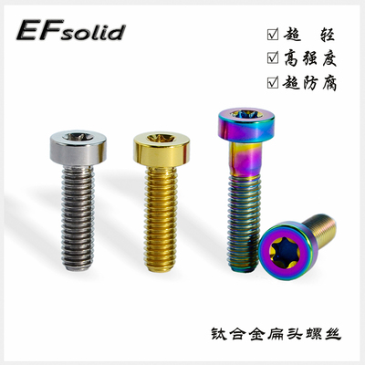 EFsolid钛合金扁头薄头圆柱螺丝M6x20/M6x25mm骑行车改装螺丝