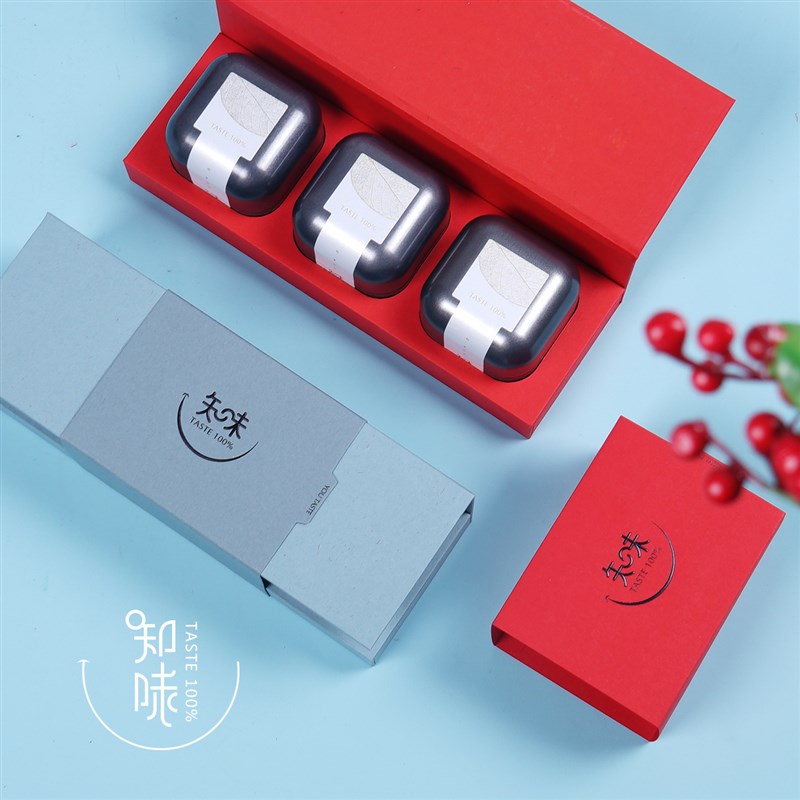 新款三两半斤茶叶礼盒包装盒铁罐高档通用密封红茶金骏眉绿茶金属