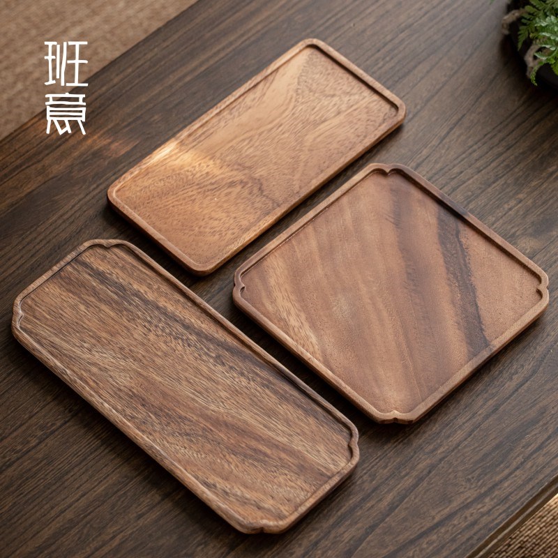 班意 胡桃木茶盘家用水果盘实木托盘创意酒店餐盘点心盘长方形