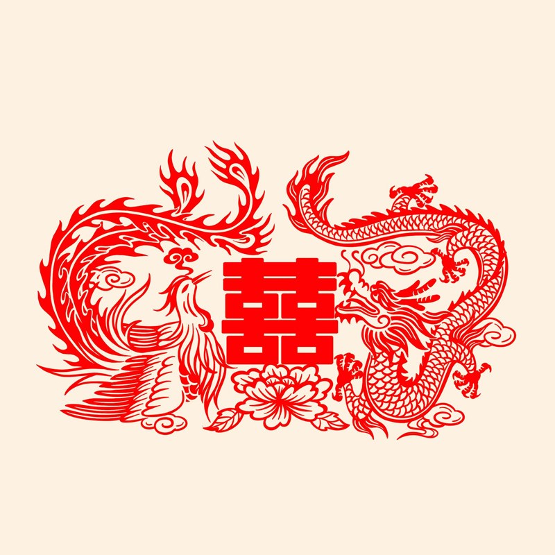 喜字窗花龙凤静电贴纸结婚剪纸婚房窗户贴玻璃门装饰双面红色水贴