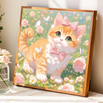 治愈可爱的猫数码油画DIY卡通手绘填充着色丙烯酸油画浮雕装饰画