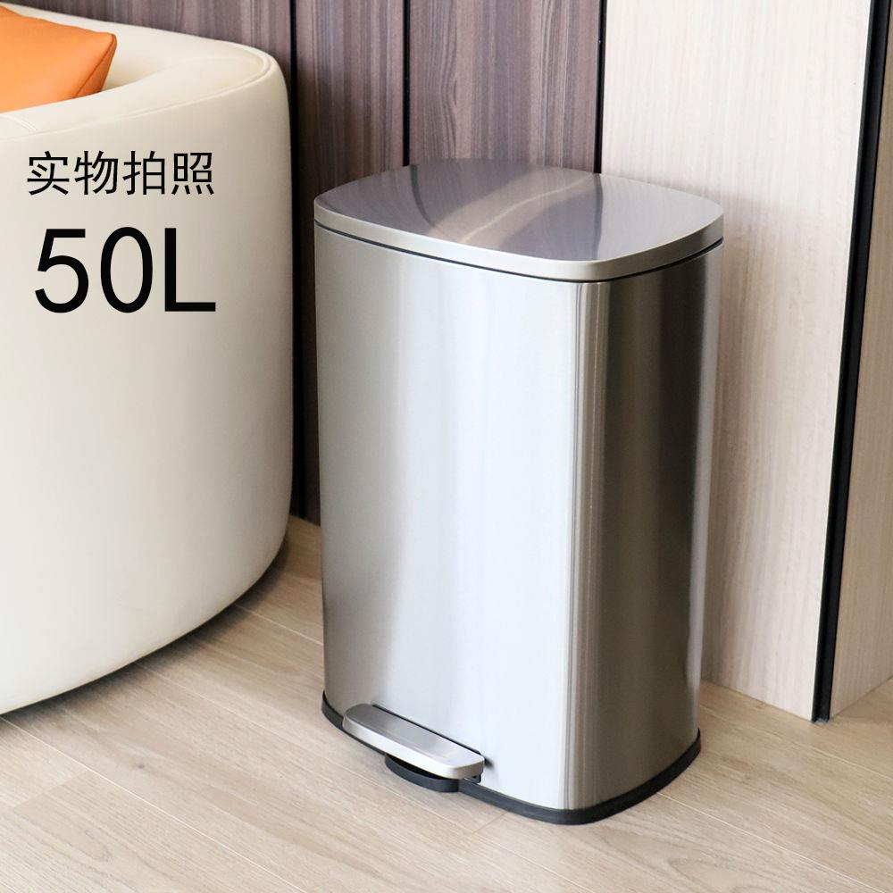 50L不锈钢垃圾桶大容量酒店宿舍家用客厅厨房大容量内外双桶