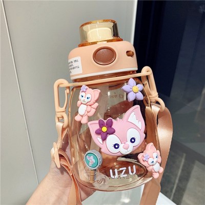 大容量水杯女高颜值tritan便携塑料杯子夏季吸管可爱刻度儿童水壶