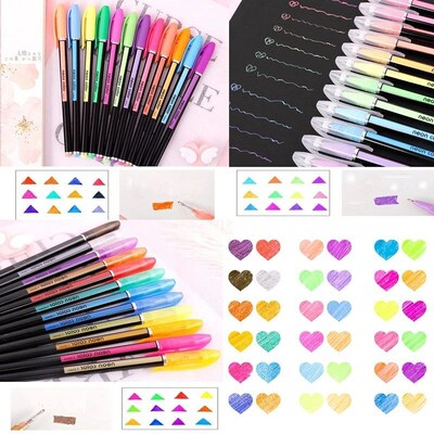 12/24Pcs Metallic Glitter Colors Gel Pens For School Office1