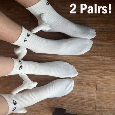 2 Pairs Magnetic Socks with Hands Women Men Fashion Black Wh