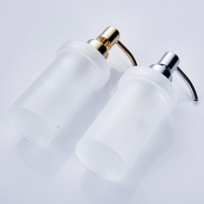 200ml Liquid Soap Dispensers Frosted Glass Brass Head Toile