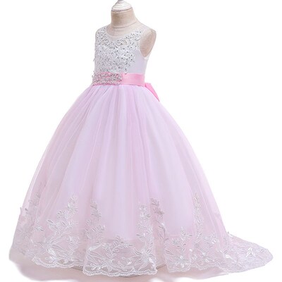 2022 Christmas Girls Long Bridesmaid Dress Elegant Kids Clot