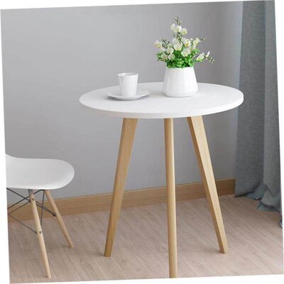 Small coffee table white circular table and chair a set tea