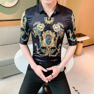 Summer new mens mid-sleeve shirts popular youth shirts men