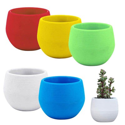 Mini Round Plastic Flower Pot Colorful Plants Planter For Of