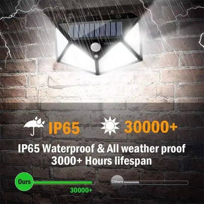 1/2/4/6Pcs 100 LED Wall Lights Outdoor Solar Lamp PIR Motion