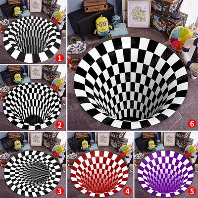 Stereo vision round vertigo  door mat living room coffee tab