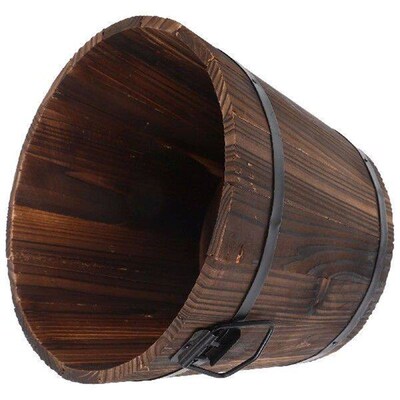 Carbonized Wood Flowerpot Garden Decoration Wooden Bucket