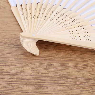 1-50PCS Paper Bamboo Folding Hand Fan Wedding Personalized