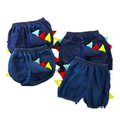 2020 New Childrens Denim Shorts Boys Dinosaur Tail Patchwor