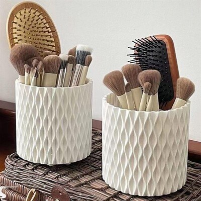 Rotate makeup brush organizer.Desktop storage box Multifunct