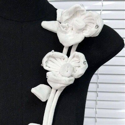 Velvet Fabric Flower Brooch Appliques Rhinestone Removable