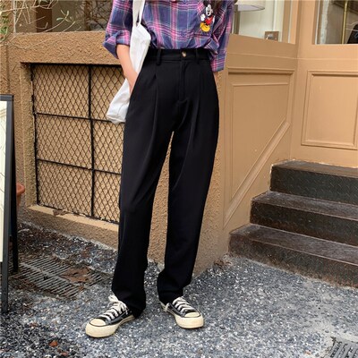 HziriP Elegant Formal High Waist Harem Straight Pants Women