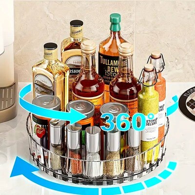 360Rotating Tray Spice Rack Pantry Cabinet Turntable With