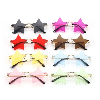 Rimless Star Shape Sunglasses rendy Sun Glasses for Women &