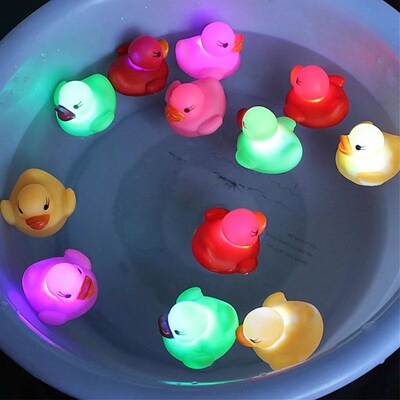 Baby Bath Toys LED Flashing Rubber Duck Cute Bathing Swimmin