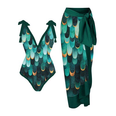 New one-piece swiuit hip gauze skirt anti-light two-piece su
