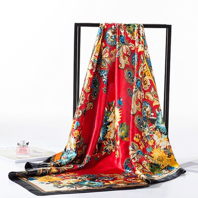 90cm Silk scarf women colourful neckscarf  kerchief Shawl