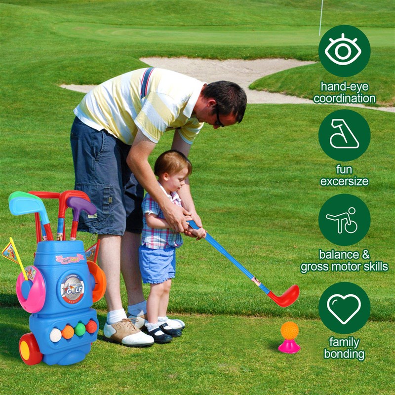 Childrens Indoor and Outdoor Golf Club Set Toy Car Parent