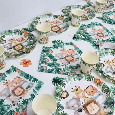 Jungle Safari Birthday Decorations Animal Disposable Tablewa