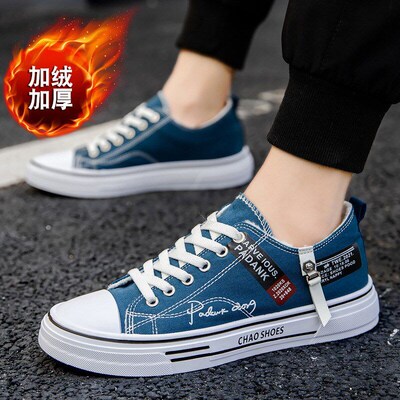 Winter 2025 Warmth Plush Thickened Lowtop Canvas Shoes for M