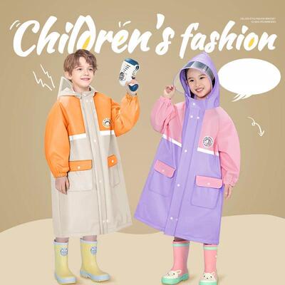 Childrens Raincoat - School Style Waterproof Rain Poncho wi