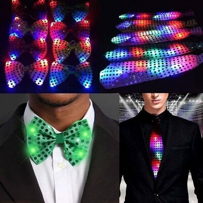 1X Flashing Light Up Bow Tie Necktie LED Mens Party Lights S