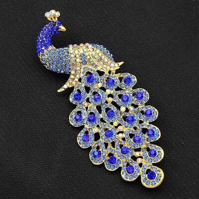 Hotsale Beautiful Sapphire Blue Crystal Rhinestone Peacock B