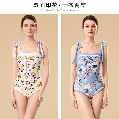 Retro French Doublesided Swimwear 2025 for Women Printed Bik