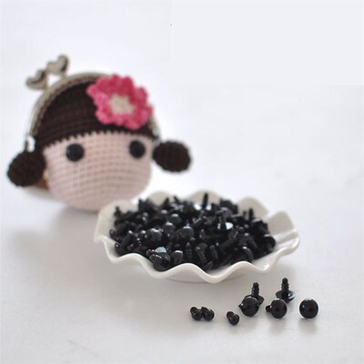 100pcs 6-24mm Black Plastic Safety Eyes For Toys Doll Craft