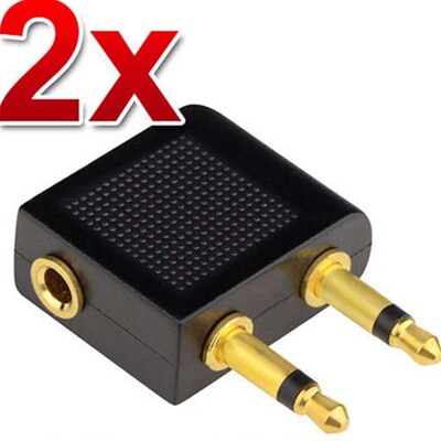 2X Airplane/Airline/Air Plane Travel Headphone/Earphone Jack