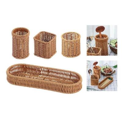 Woven Storage Basket Restaurant Flatware Container for
