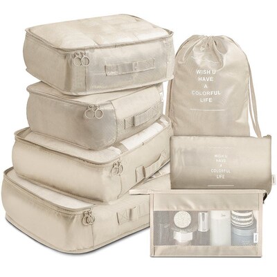 7PCS Compression Packing Cubes Travel Luggage Organizer bag