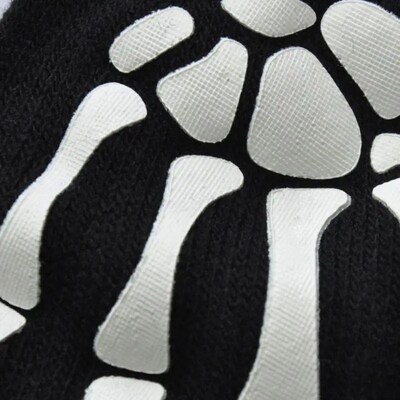 Unisex Adult Halloween Skeleton Skull Half Finger Gloves Glo