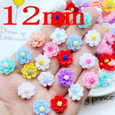 60Pcs New 12mm Cute Mini Flower Flat Back Resin Cabochons Sc