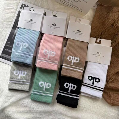 3 pairs ALO Cotton Yoga Long Socks Unisex Breathable Sweat A