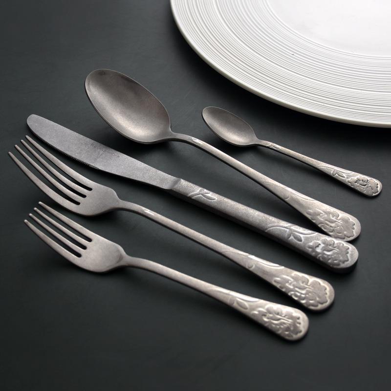 Vintage Western Cutlery Set Stainless Azalea Relief Design