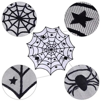 Halloween Table Runner Black Bat Spider Web Lace Tablecloth