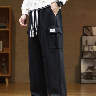 2023 Autumn New Sweatpants Men Multi-Pockets Drawstring Cott