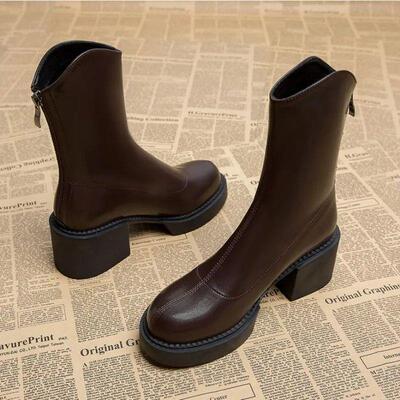 Footwear Waterproof Booties Chunky Short Shoes for Women Pla