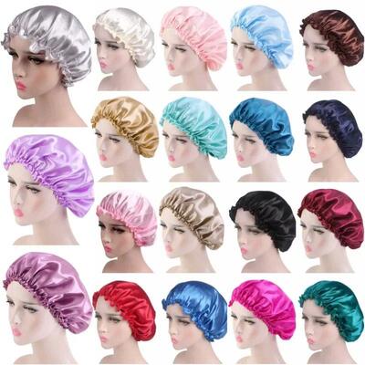 Elastic Band Hair Care Bonnets for Women Solid Color Satin S