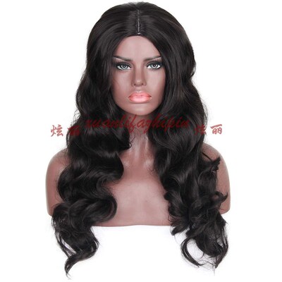 Wig mile divided black big wave long curly hair chemical fib
