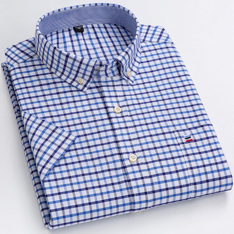 S~7xl Cotton Shirts for Men Short Sleeve Summer Plus Size P