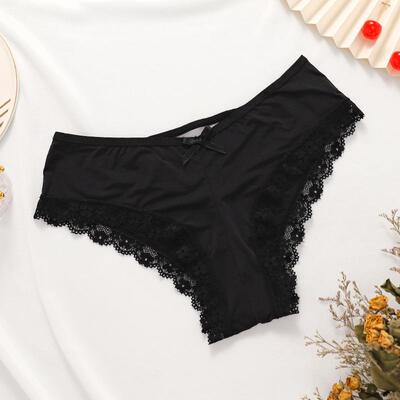Comfortable Women Thong  Soft Smooth Icy Silk Lace Panties