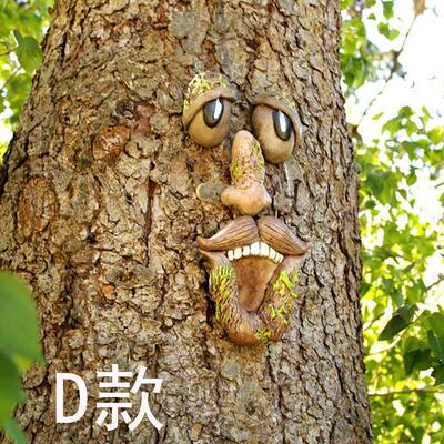 Funny glowing tree face tree strange features resin decorati